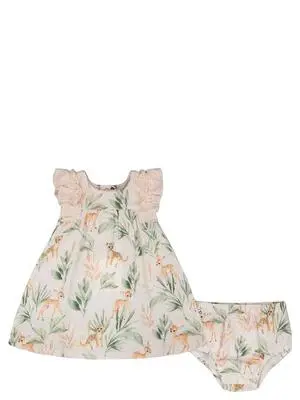 DEUX PAR DEUX Muslin Dress And Bloomer Set - Peach Deer Print