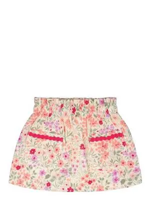 DEUX PAR DEUX Muslin Floral Skort - Off White Printed Flowers