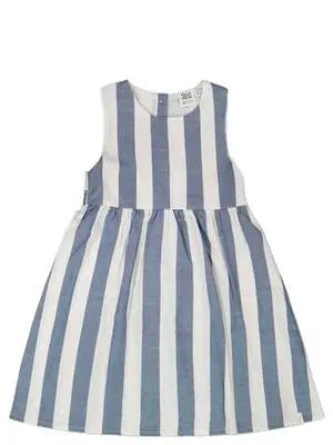 DEUX PAR DEUX Striped Sleeveless Flared Dress - White And Blue Stripes
