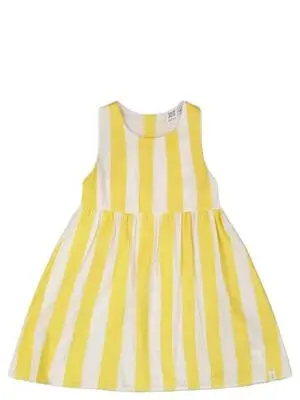 DEUX PAR DEUX Striped Sleeveless Flared Dress - White And Yellow Stripes