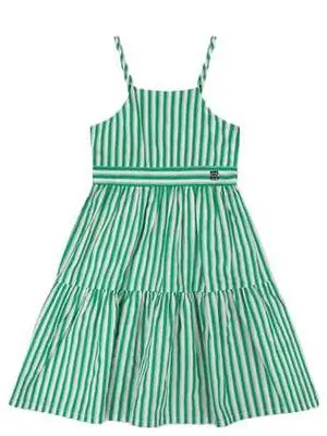 DEUX PAR DEUX Cotton Stripes Sleeveless Sundress - Green Stripes
