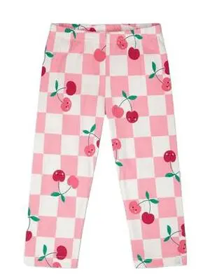 DEUX PAR DEUX Organic Cotton Jersey Capri - Pink Printed Cherries