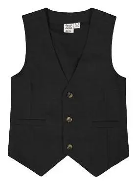 DEUX PAR DEUX Sleeveless V-neck Button Vest - Black