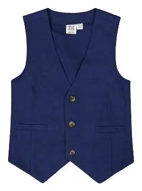 DEUX PAR DEUX Sleeveless V-neck Button Vest - Blue