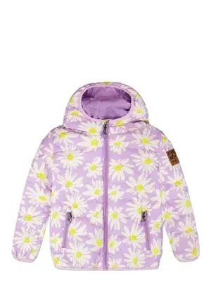 DEUX PAR DEUX Quilted Mid-season Daisy Jacket - Purple Printed Daisies
