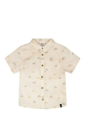 DEUX PAR DEUX Short Sleeve Safari Poplin Shirt - Beige Safari Print