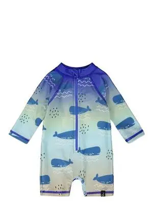 DEUX PAR DEUX Long Sleeve Whale Rashguard - Blue Whale Print