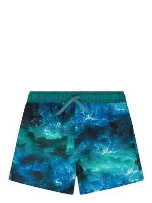 DEUX PAR DEUX Waves Print Swim Trunks - Blue Waves Print