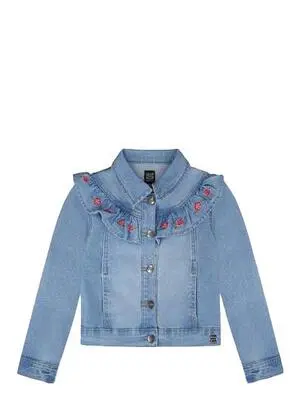 DEUX PAR DEUX Embroidery Long Sleeve Denim Jacket - Light Blue Denim