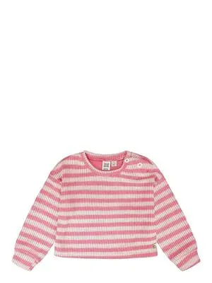 DEUX PAR DEUX Long Sleeve Striped Cropped Sweater Pink & White Stripes