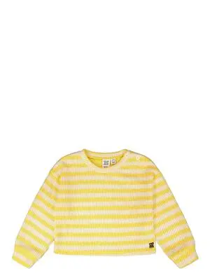 DEUX PAR DEUX Long Sleeve Striped Cropped Sweater Yellow & White Stripes
