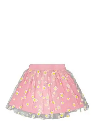 DEUX PAR DEUX Mesh And Crinkle Jersey Flared Skirt - Pink