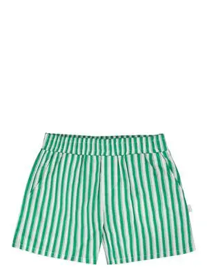 DEUX PAR DEUX Striped Elastic Waist Shorts - Green Stripes