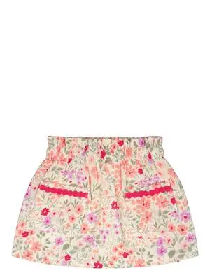 DEUX PAR DEUX Floral Muslin Skort - Off White Printed Flowers