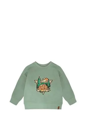 DEUX PAR DEUX Long Sleeve Graphic French Terry Sweatshirt - Light Green