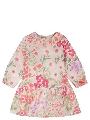 DEUX PAR DEUX French Terry Long Sleeve Floral Dress - Pink Printed Flowers