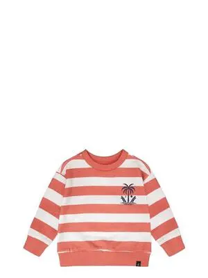 DEUX PAR DEUX Striped French Terry Sweatshirt - Brick And White Stripes