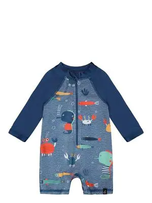 DEUX PAR DEUX Marine Animals Printed Rashguard - Blue Printed Marine Animals