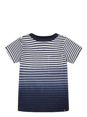 DEUX PAR DEUX Organic Cotton Gradient Stripes Short Sleeve T-shirt - Striped Gradient Blue