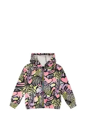 DEUX PAR DEUX Zip Front Printed Hoodie - Black With Multicolored Print