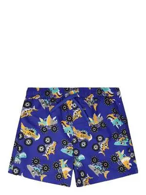 DEUX PAR DEUX Mid-thigh Boardshorts - Blue Printed Trucks