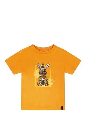 DEUX PAR DEUX Organic Cotton Zebra Short Sleeve T-shirt - Orange