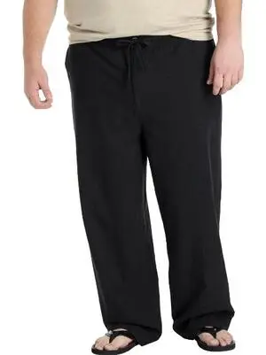 HARBOR BAY BY DXL Big & Tall Linen-blend Loose-fit Beach Pants - Black