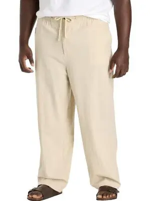 HARBOR BAY BY DXL Big & Tall Linen-blend Loose-fit Beach Pants - Natural