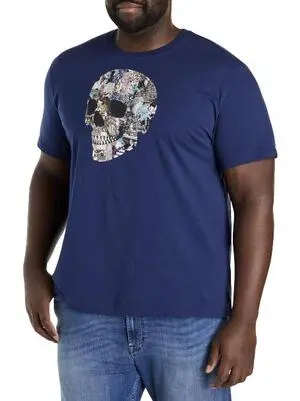 ROBERT GRAHAM DXL Big & Tall Collage Skull Graphic Tee - Navy