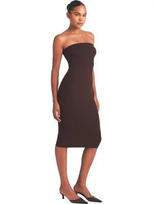 SKIMS The Essential Collection Strapless Midi Dress - Espresso