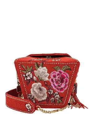 MARY FRANCES ACCESSORIES Scarlet Bloom Crossbody Handbag - Red
