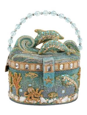 MARY FRANCES ACCESSORIES Crystal Dolphin Top Handle Handbag - Blue