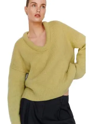 REFORMATION Jonie Oversized Cashmere Scoop Neck Sweater - Green