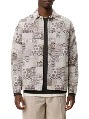 LES DEUX Layton Patch Jacquard Button-up Shirt Jacket - Light Sand