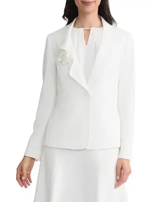 KASPER Ruffle Lapel Jacket - Lily White