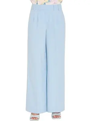 TAHARI ASL Pleated Wide Leg Trousers - Ice Blue