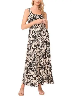 Vince Camuto Print Sleeveless Maxi Dress - Rich Black Multi