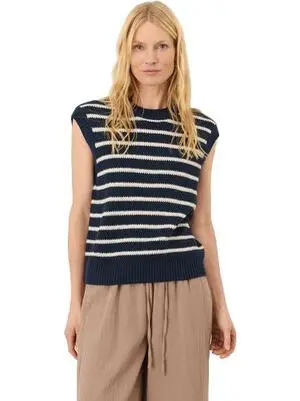 PACT Organic Cotton Shoreline Relaxed Shell Seabreeze Stripe Navy Blue