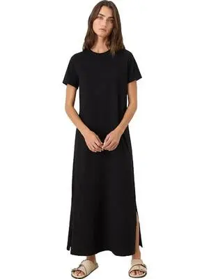 PACT Organic Cotton Soft-slub Essential Easy Tee Maxi Dress - Black