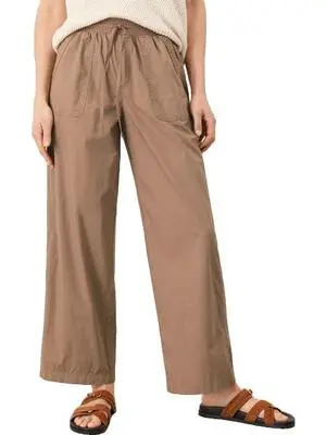 PACT Organic Cotton Stretch Poplin Wide Leg Pant - Driftwood Brown