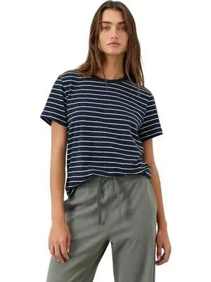 PACT Organic Cotton Soft-slub Essential Crewneck Tee - Saranac Stripe