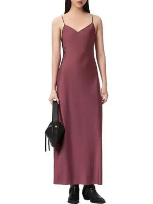ALLSAINTS Bryony V-neck Maxi Slipdress - Raspberry Pink