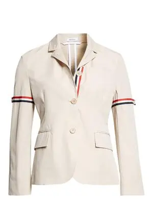 Thom Browne Tricolor Armband Relaxed Fit Cotton Sport Coat - Beige