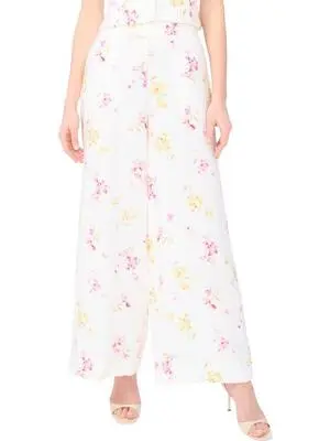 Vince Camuto Floral Wide Leg Pants - Lemon Cream