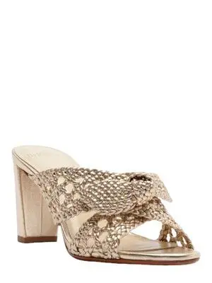 ALEXANDRE BIRMAN Belinda Woven Block Heel Sandal - Golden