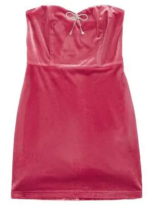 THEME Ella Velour Diamond Bow Dress - Pink