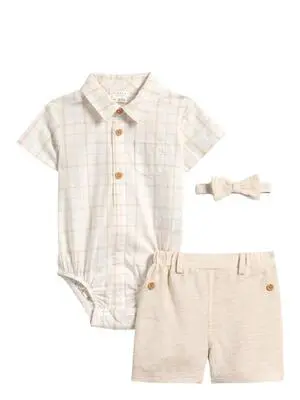 PETIT LEM Bodysuit, Shorts And Bow Tie Set - Off White