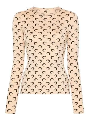 MARINE SERRE Moon Print Second Skin Top - Beige