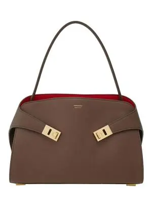 FERRAGAMO Hug Small Leather Tote - Grey
