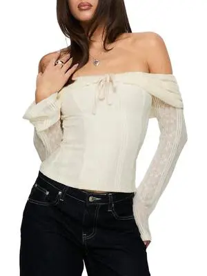 Princess Polly Colettie Off-the-shoulder Top - Cream